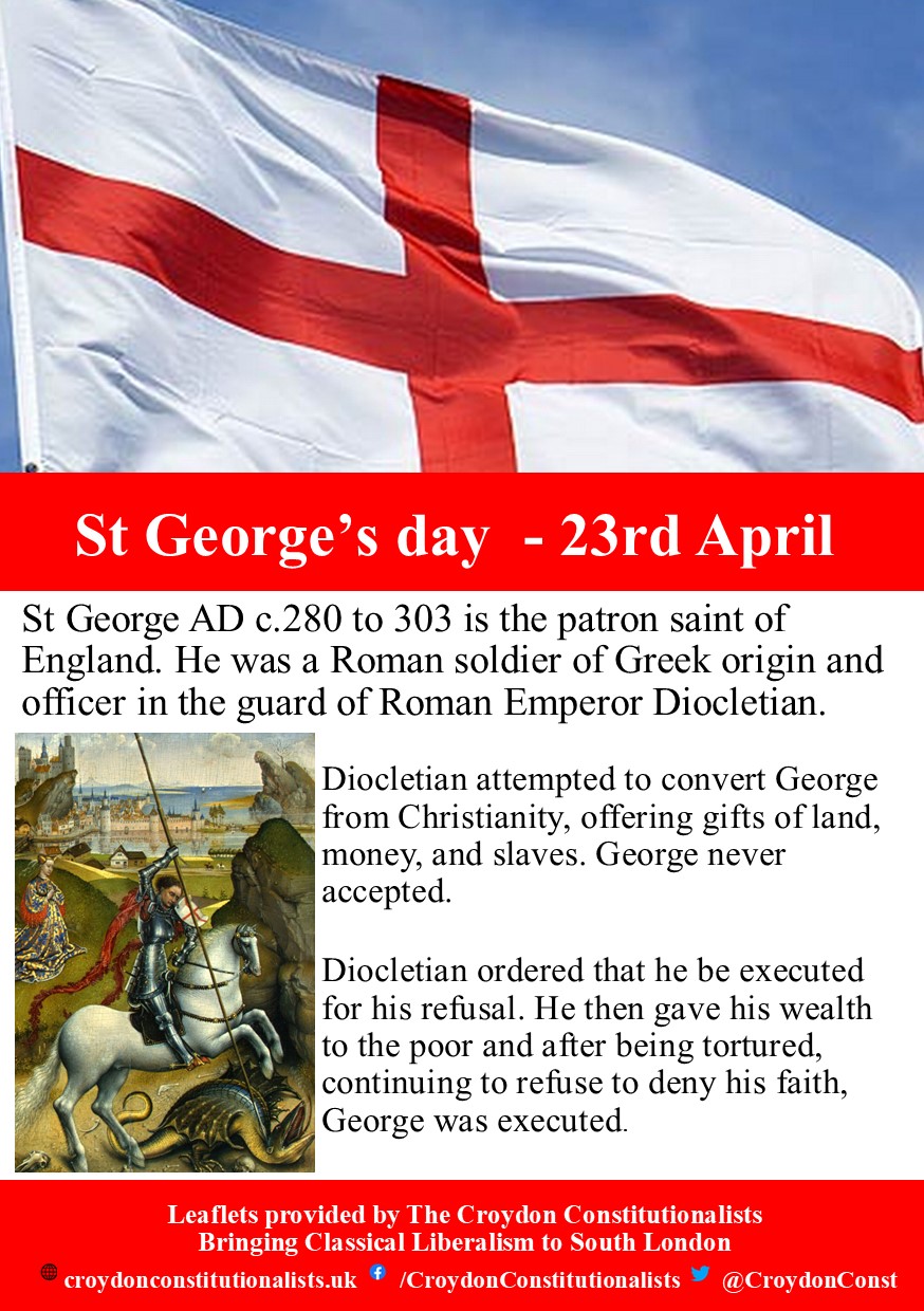 Let’s celebrate St George’s Day -Saturday 23rd April – Croydon ...